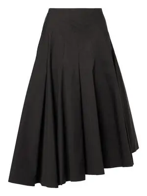 FFORME Asymmetric Cotton Midi Skirt - Black