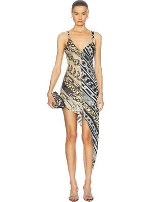 AREA Asymmetrical Hem Slip Dress - Multi