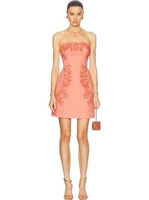 Carolina Herrera Strapless Embroidered Mini Dress - Sunset