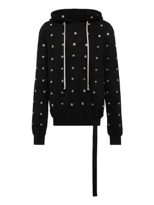 Rick Owens Granbury Studded Cotton Jersey Hoodie - Black