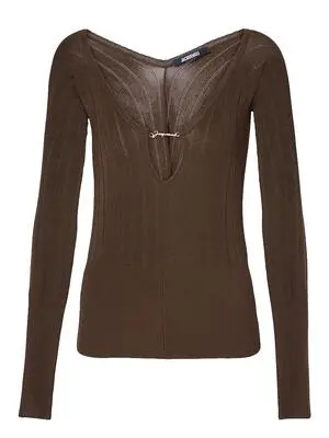Jacquemus Pralu Ribbed-knit Top - Brown