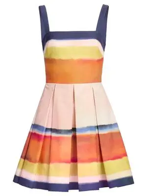 Elie Saab Printed Cotton Mini Dress - Blue