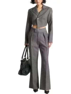 Manière De Voir Elsa High-waisted Marl Tailored Trousers - Grey