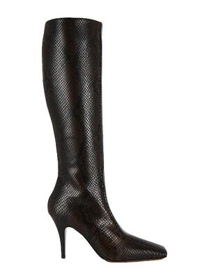 Stella McCartney Snake Print Leather Boots - Coffee