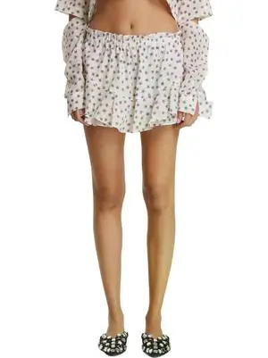 PNK Ruffled Floral Cotton Shorts - Neutrals