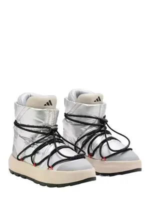 Adidas Quilted Lace-up Boots With -tone Finish - Silver