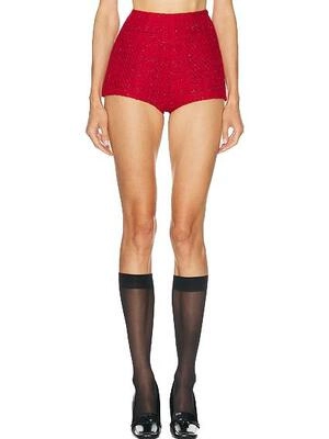 Marianna Senchina Tweed Shorts With Metallic Threading - Ruby Red