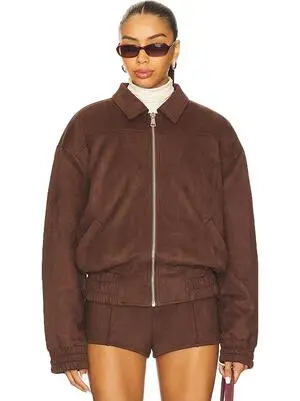 Superdown Faux Suede Bomber Jacket - Brown
