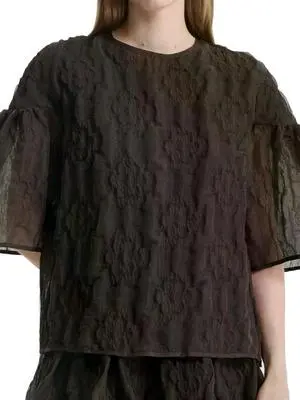 Cecilie Bahnsen Bryndis Matelassé Effect Blouse - Brown