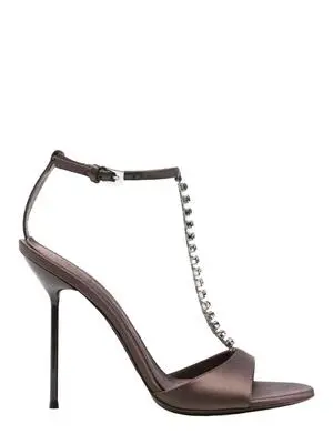 Paris Texas 105mm Chain Embellished T-strap Sandals - Brown