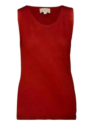 120% Lino Sleeveless Knitted Top - Red