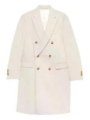 LARDINI Double-breasted Virgin Wool Coat - Neutrals