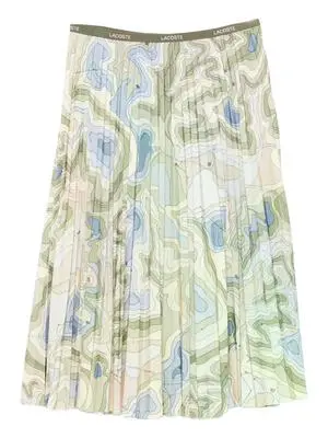 Lacoste Pleated Midi Skirt With All-over Print - Yellow