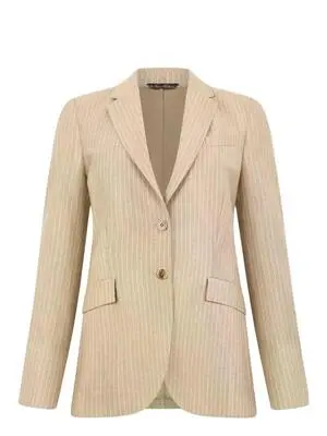 Brooks Brothers Striped Virgin Wool Blazer - Neutrals