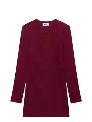 Gcds Ribbed Long-sleeve Dress - Red