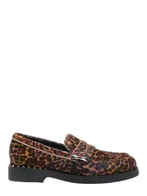 Ash Leopard-print Studded Loafers - Brown