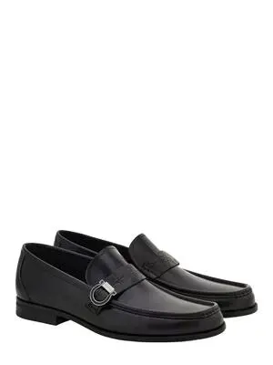 FERRAGAMO Gancini Saddle-strap Loafers - Black