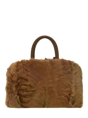FERRAGAMO Ferragamo Mini Hug Shearling Bag With Buckle Detail Brown