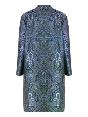 CARLOTTA CANEPA Patterned Jacquard Single-breasted Coat - Blue