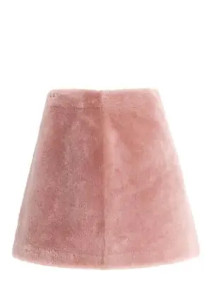 ARMA Olivia Shearling Leather Mini Skirt - Pink