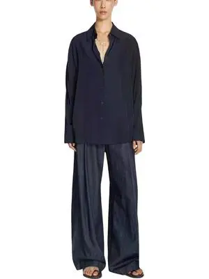 Dries Van Noten Indigo Pleated Wide-leg Cotton Jeans - Blue