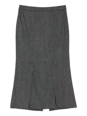Seventy Flared Midi Skirt With Split Detail - Grey