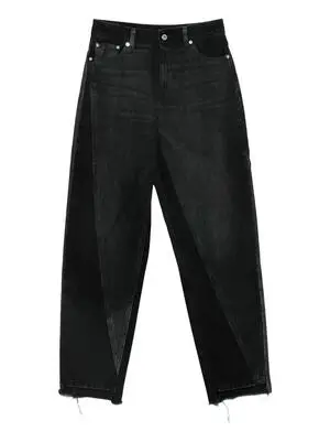 HALFBOY Paneled Jeans With Frayed Hem - Black