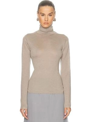 Renggli Cashmere Silk Fitted Turtleneck Sweater - Stone