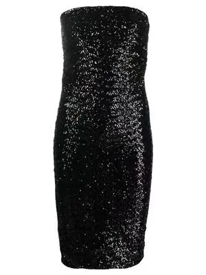 P.a.r.o.s.h Sequins Off-shoulder Dress - Black