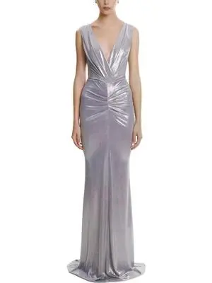 LITA COUTURE V-neck Maxi Dress - Silver
