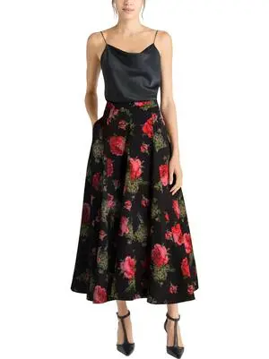 CINQ À SEPT Cinq A Sept Hilda Baroque Roses Midi Skirt