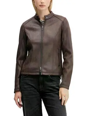Desigual Zip-fastening Jacket With Round Neck And Button Detail - Brown