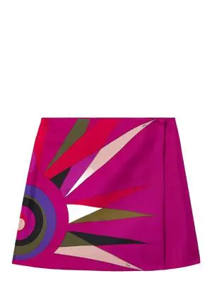 Emilio Pucci Wrap-effect Printed Silk-twill Mini Skirt - Multi