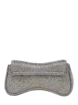 DIESEL® Crystal-Embellished Logo Plaque Clutch Bag Silver