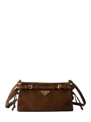 Prada Bonnie Suede Shoulder Bag - Cocoa Brown