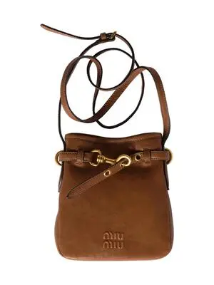 Miu Miu Nappa Leather Pouch With Embossed Logo - Oak