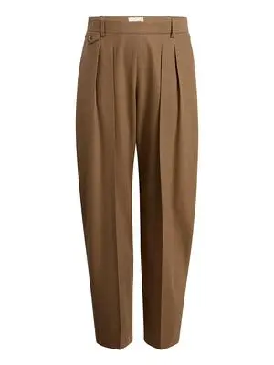 Khaite Dugan Tapered Wool Trousers - Brown
