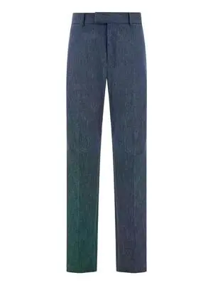 FERRAGAMO Asymmetric Tailored Stretch Cotton Trousers - Blue
