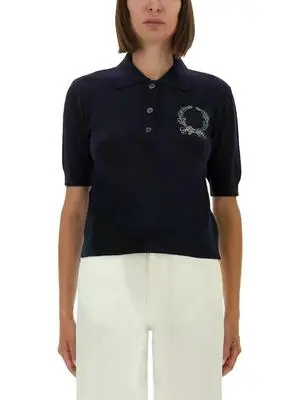 Moschino Embroidered Polo Top - Blue