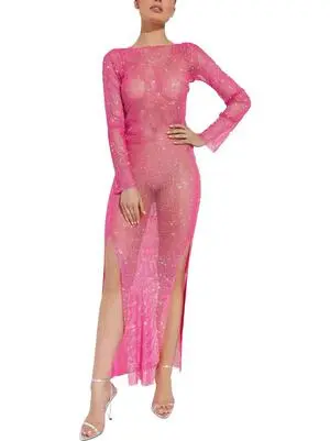 SANTA BRANDS Embellished Mesh Maxi Dress - Pink