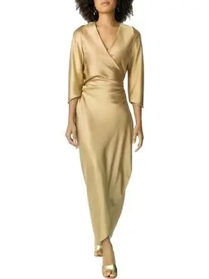 PETER COHEN Tie-front Wrap Dress - Gold
