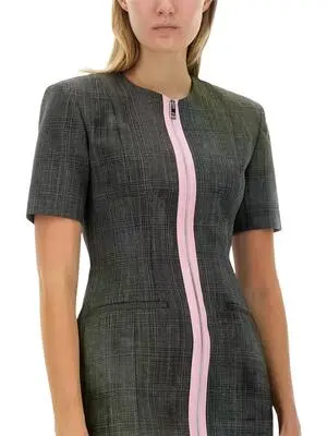 MSGM Zip-up Short-sleeve Mini Dress - Grey