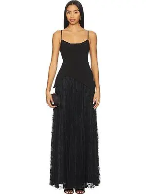 AMUR Leighton Pleated Gown - Black