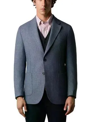 Brooks Brothers Herringbone-pattern Wool-blend Blazer - Blue