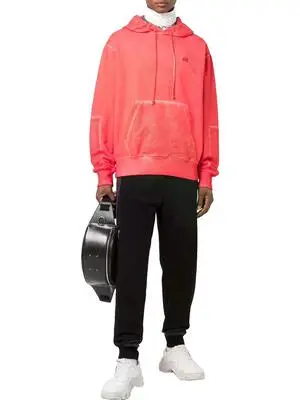 Helmut Lang Embroidered Logo Cotton Hoodie - Red
