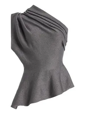 Khaite Aimee One-shoulder Metallic-knit Top - Silver