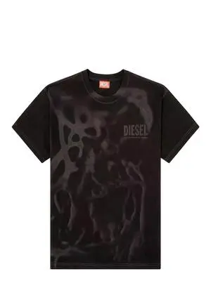 DIESEL® Cotton T-shirt With Laser Print - Black