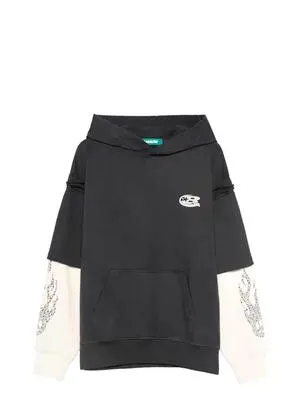 BARROW Layered Logo Detail Hoodie - Grey