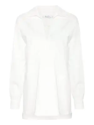 MAX MARA Max Mara Gabardine Weave V-Neck Shirt