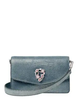 ASPINAL OF LONDON Leather Snakeskin-embossed Eliza Clutch Bag - Blue